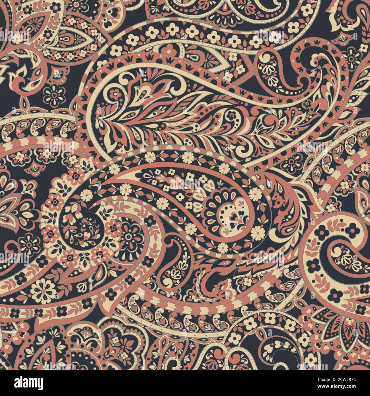 Floral Paisley Pattern Seamless Asian Textile Background Stock Vector
