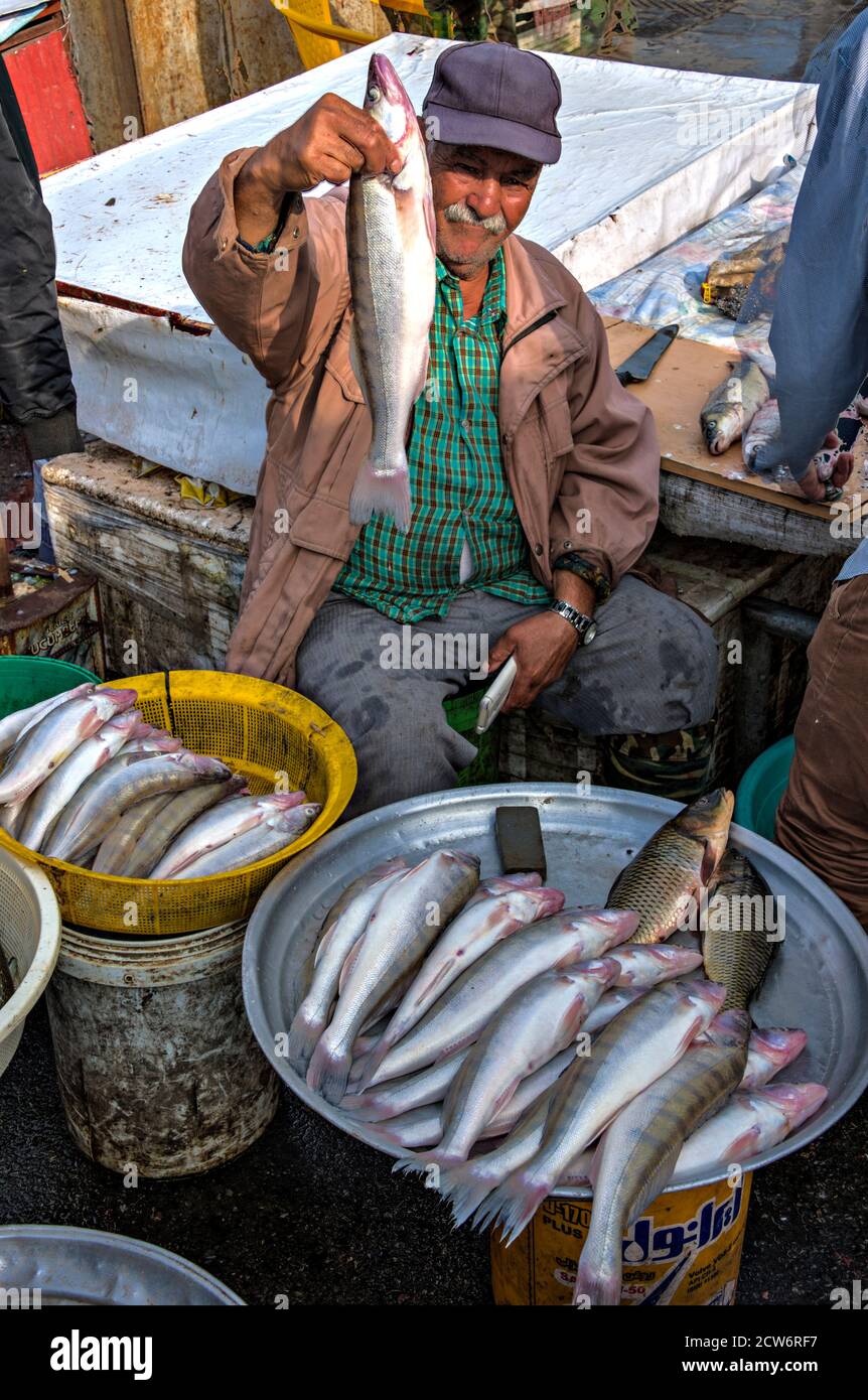Fish stall at the fish market, Bandar-e Anzali, Iran Stock Photo - Alamy