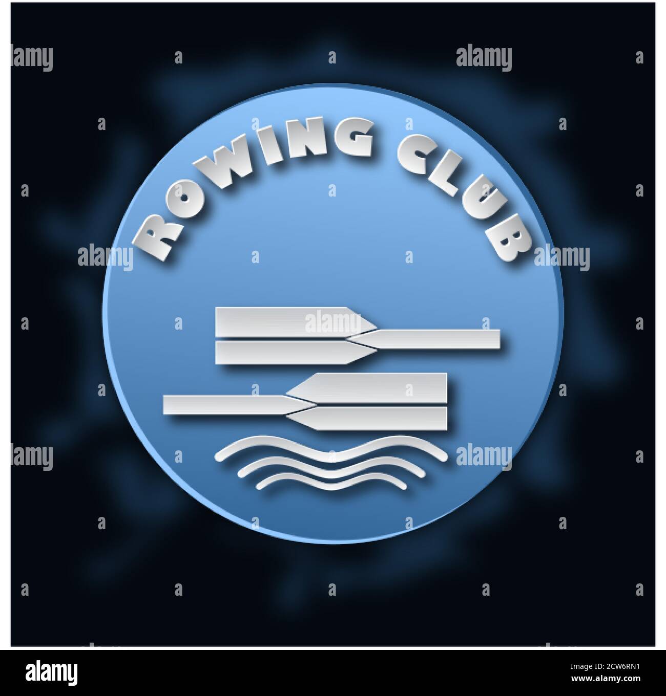 White and blue logo for the rowing club. Paper cut style. Vector ...