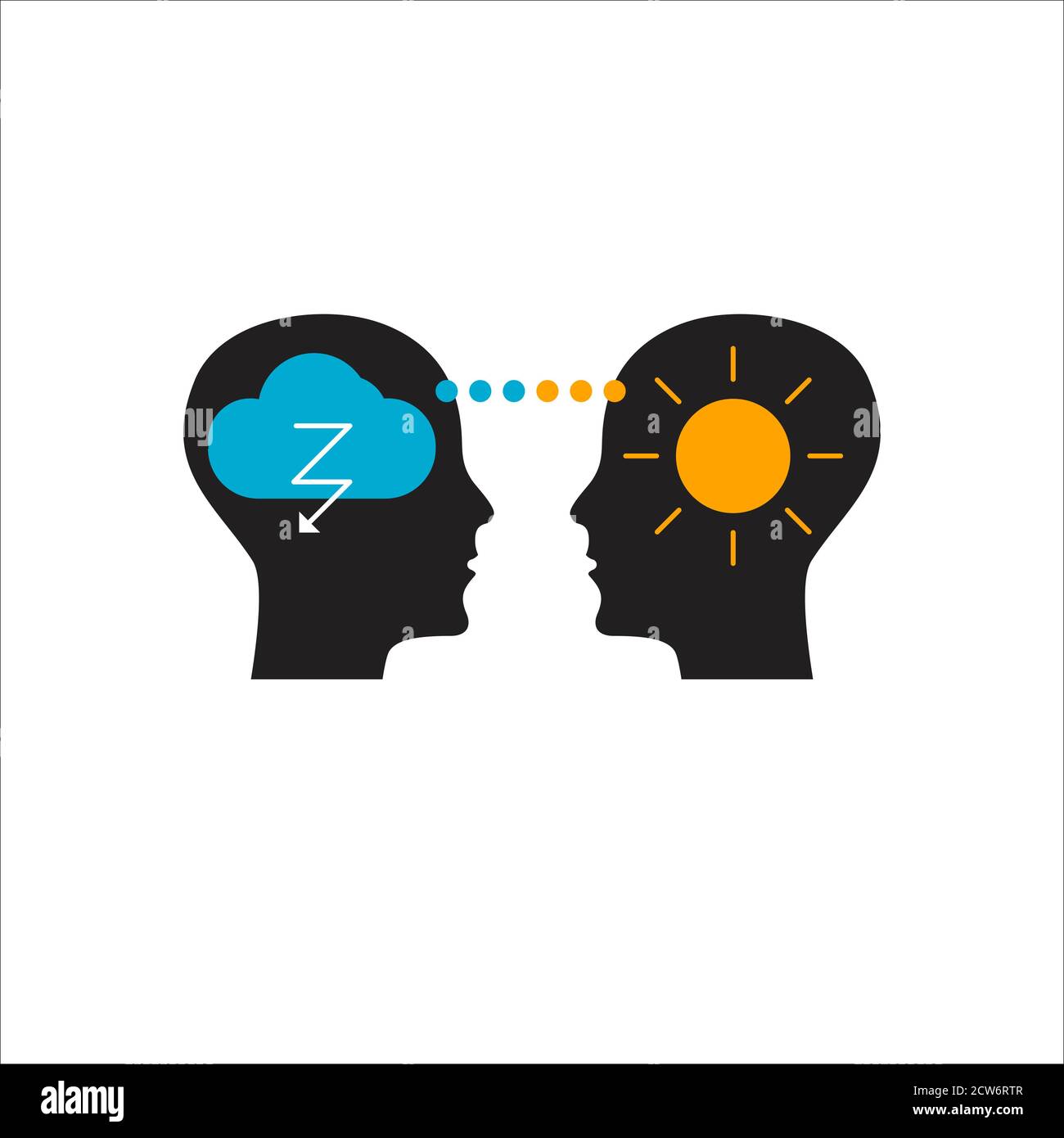 Logo of empathy, emotional intelligence. Two profiles and relationship ...