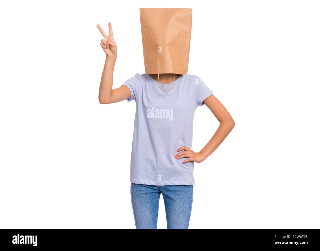 Girl victory symbol hi-res stock photography and images - Alamy