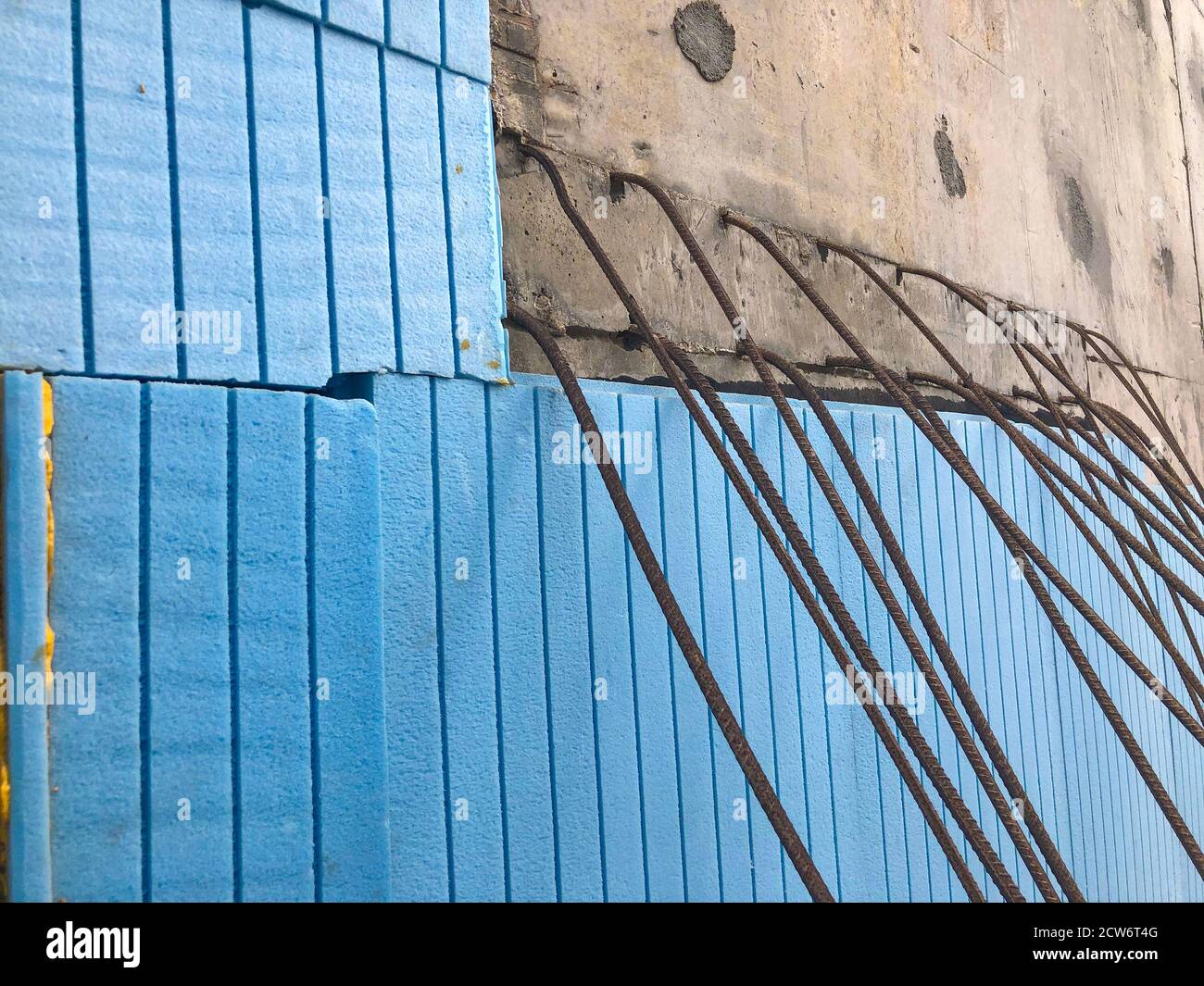 Waterproofing and thermal insulation of concrete building walls Stock ...