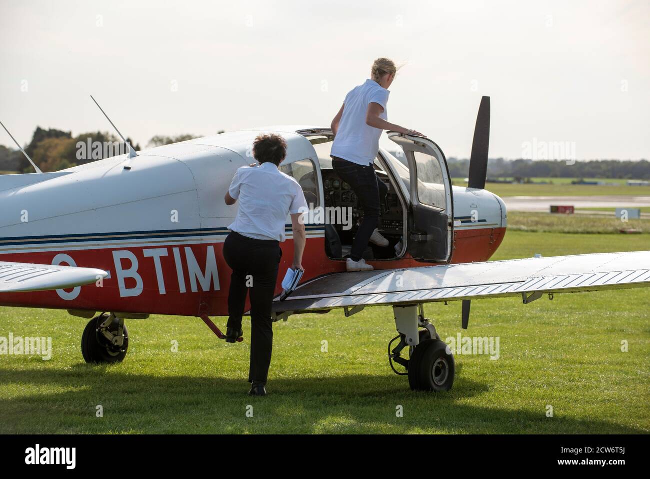Gloucestershire, England, UK. 2020. A student about to take a flying ...