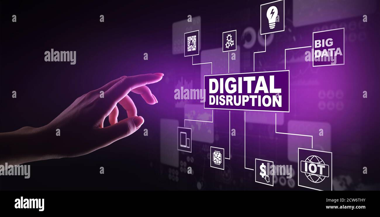 Digital Disruption. Disruptive business ideas. IOT internet of things ...