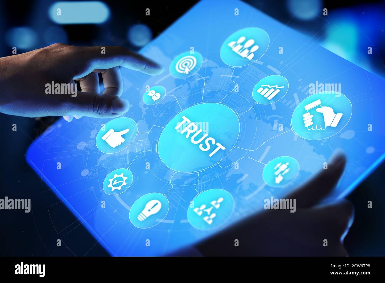 Trust customer relations reliability business concept. Pointing and ...