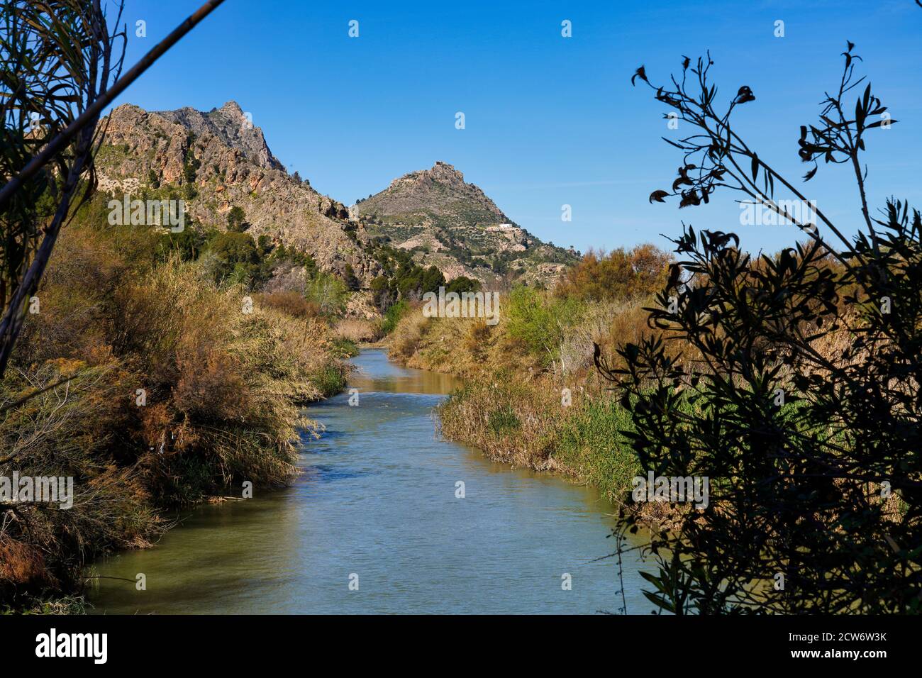 The river rio seguro in the little village of Abaran in valley ricote ...