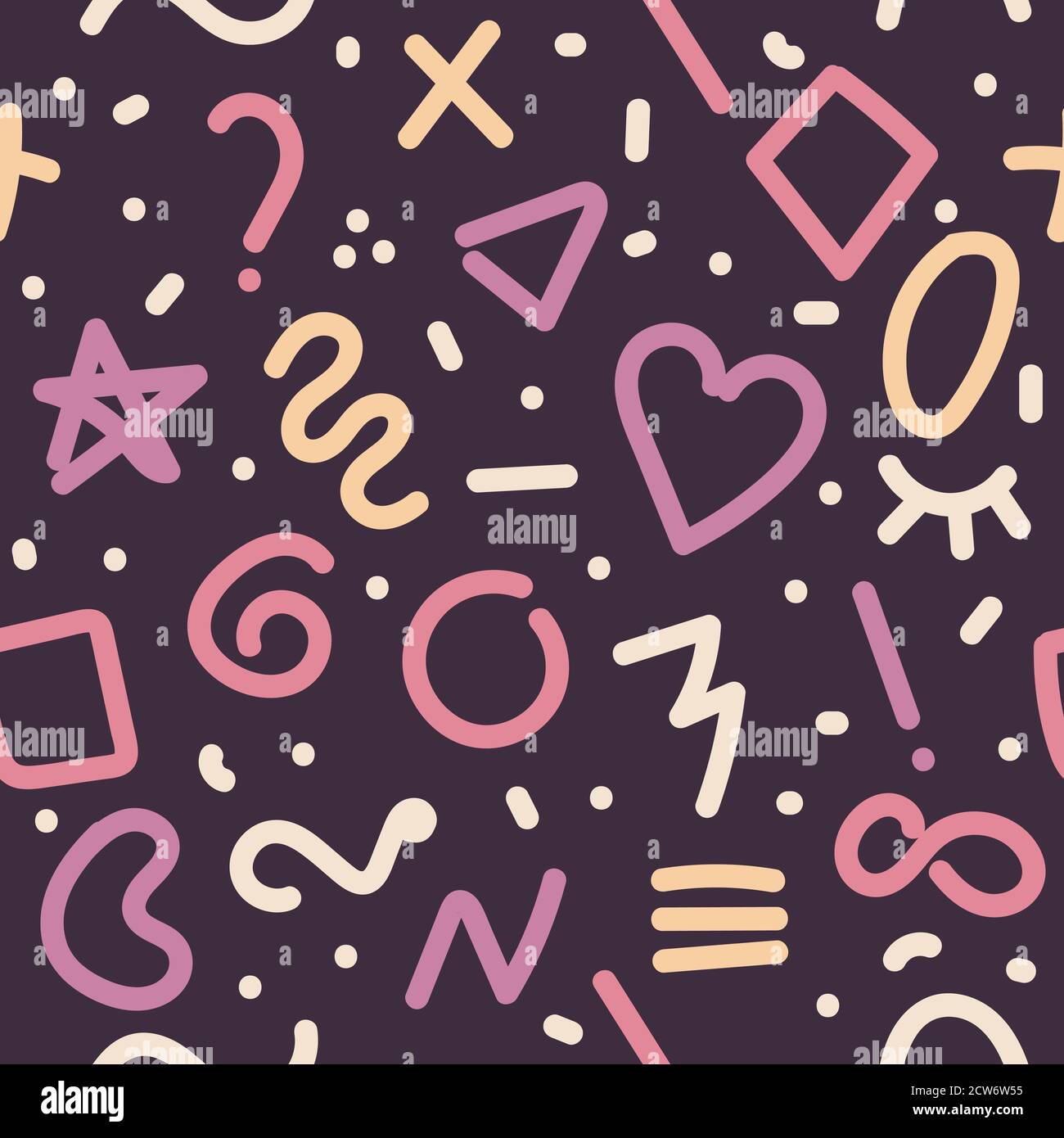 Memphis doodle background. Seamless pattern for fabric design Stock ...