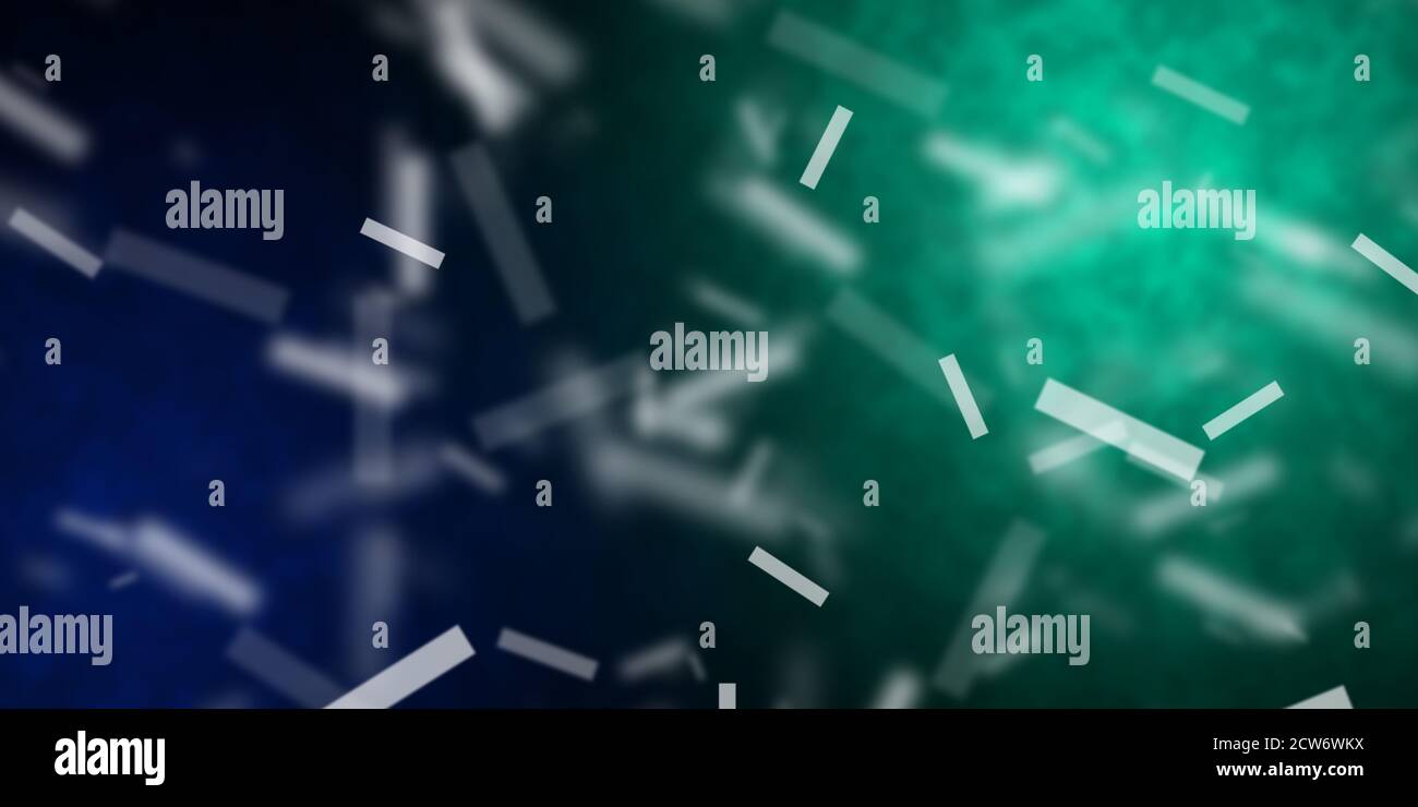 Flying rectangular shapes over dark blue and light green background ...