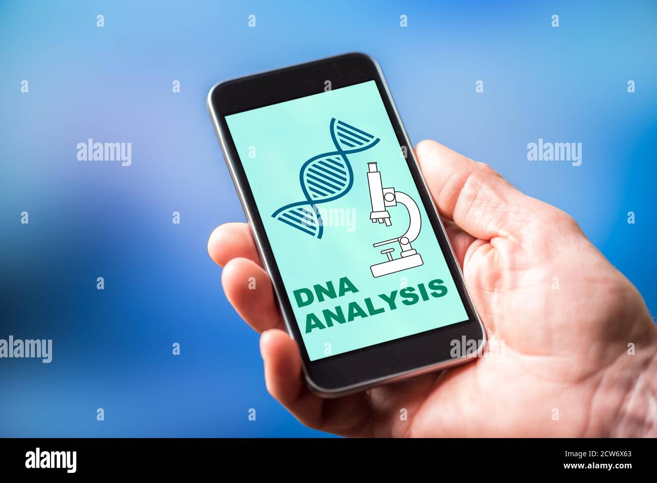 Smartphone screen displaying a dna analysis concept Stock Photo - Alamy