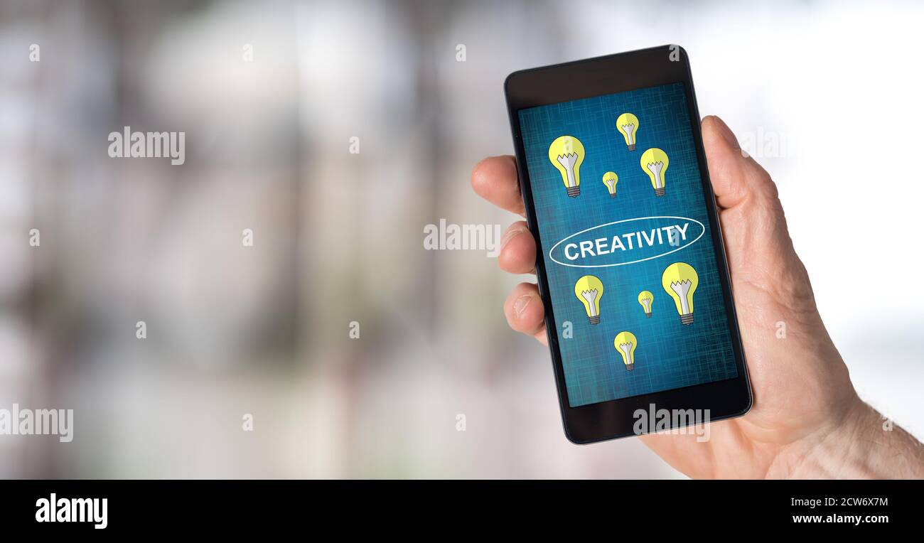 Smartphone screen displaying a creativity concept Stock Photo - Alamy
