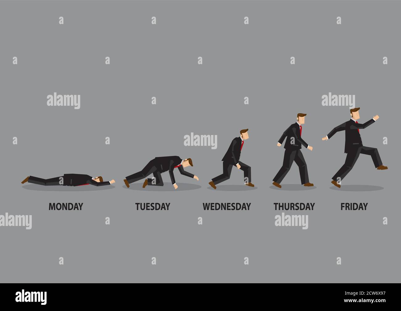 Enthusiasm level of a white collar worker cartoon character from Monday ...