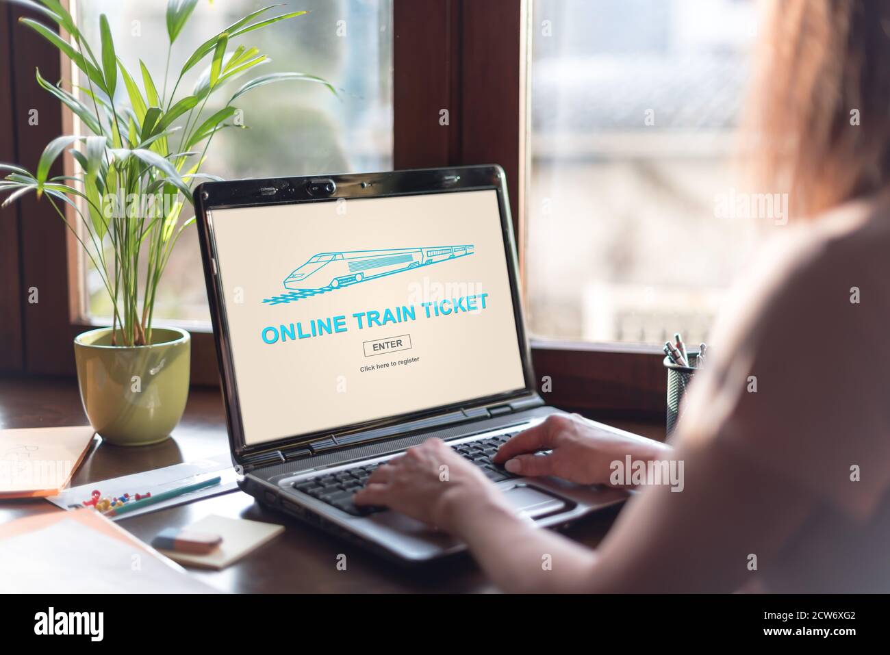 Laptop screen displaying an online train ticket concept Stock Photo - Alamy