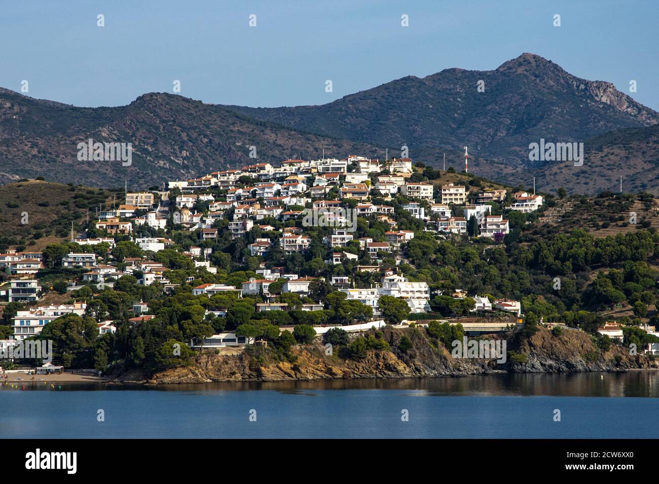 Cap Ras peninsular in the fishing village of Llanca on the Costa Brava ...