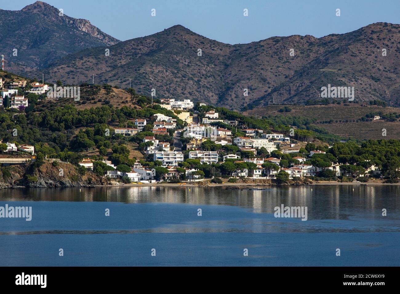 Cap Ras peninsular in the fishing village of Llanca on the Costa Brava ...