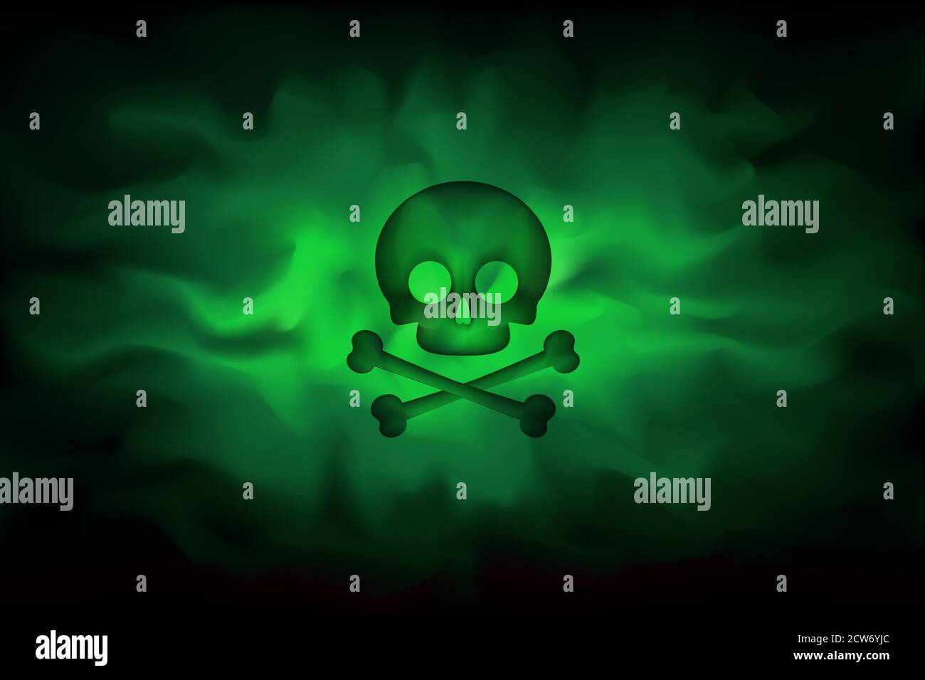 Sign of toxicity against a background infected green fog. Sign of ...