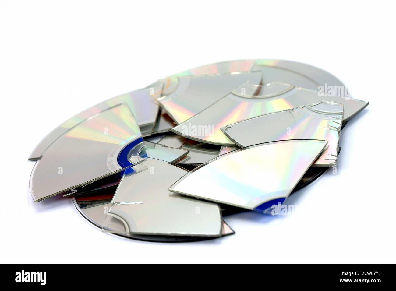 Shredded disk against white background Stock Photo - Alamy