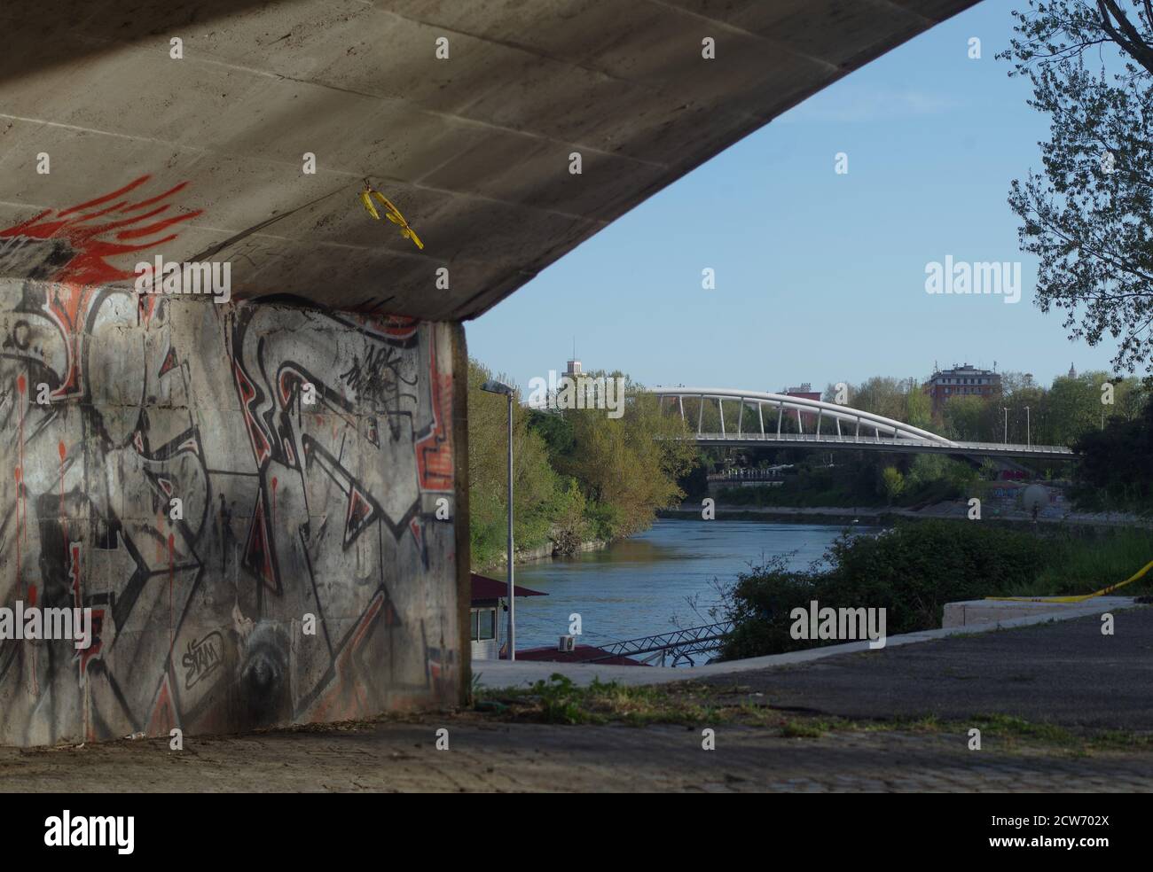 riverside view of a roman bridge Stock Photo - Alamy