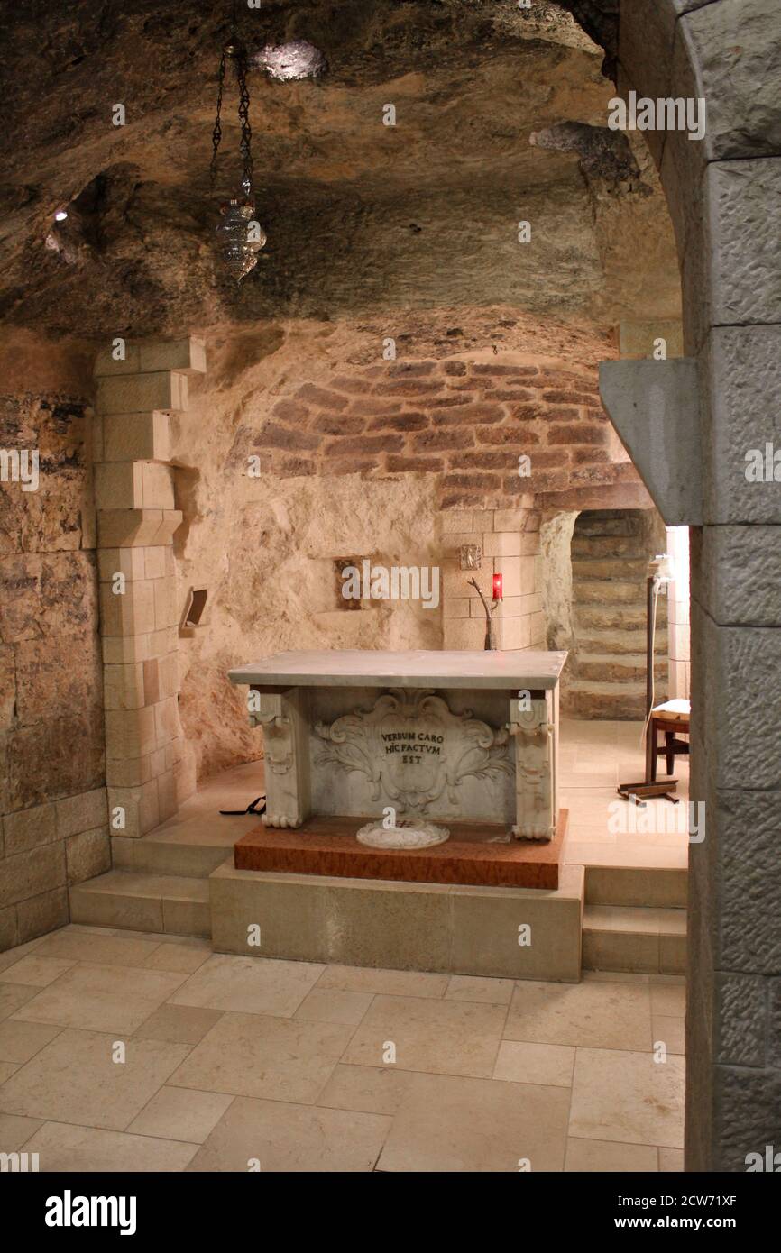 View of Altar in Crypt of the Annunciation in Nazareth Israel Stock ...