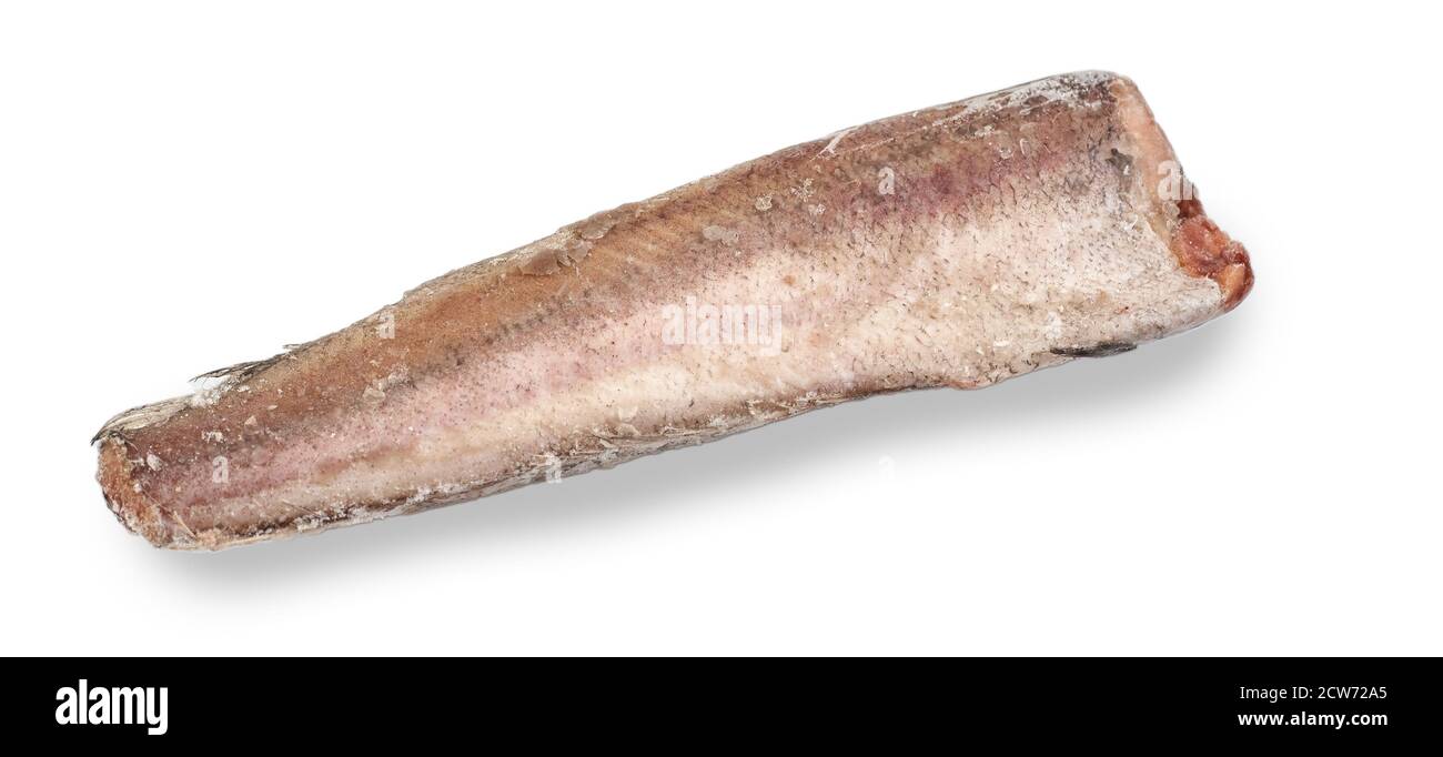 Frozen hake fish isolated on white background. Top view Stock Photo - Alamy