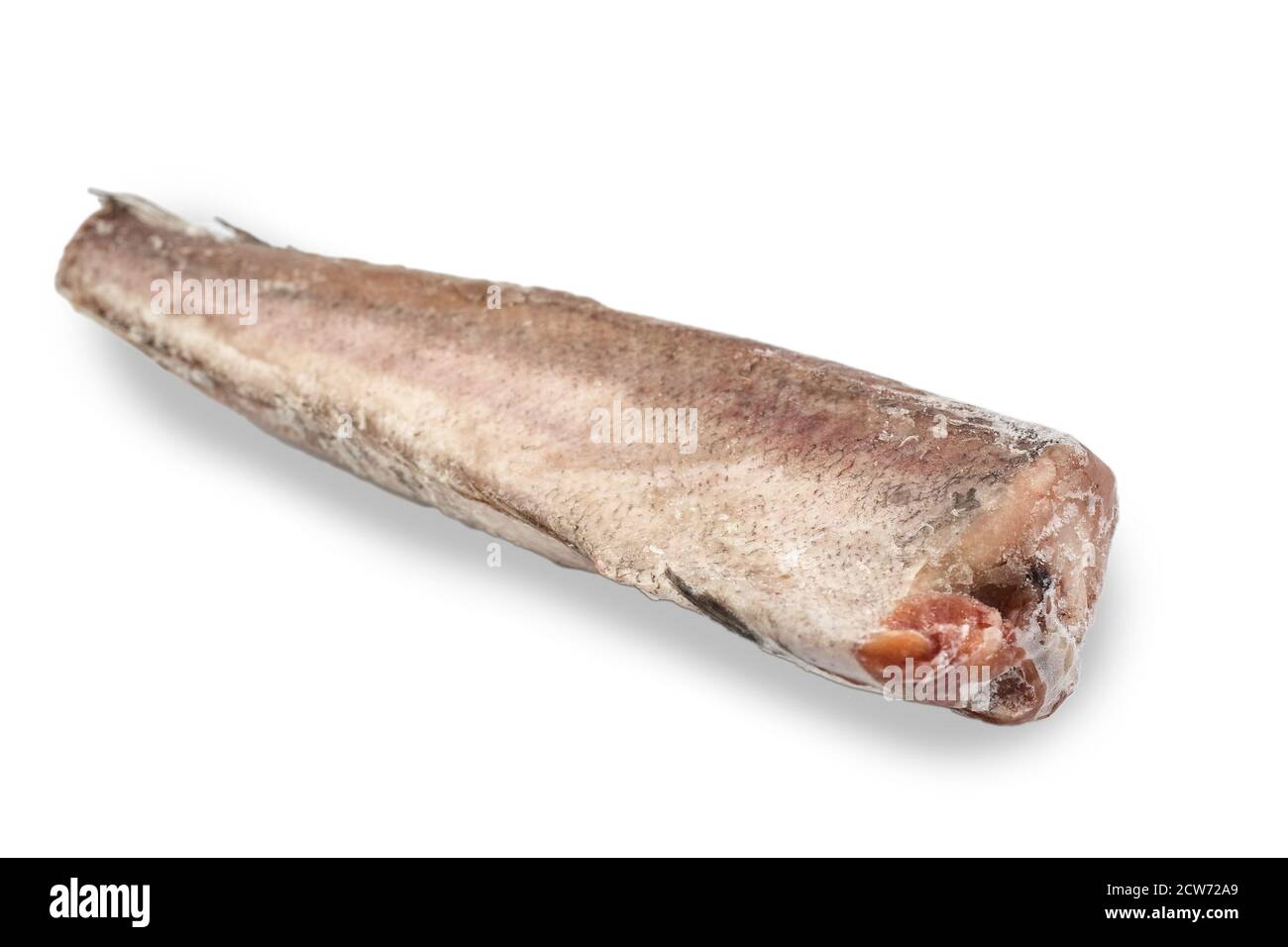 Frozen hake fish isolated on white background. Side view Stock Photo ...