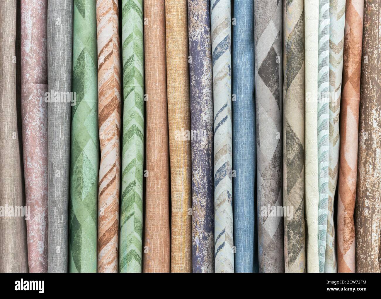 Samples of curtain fabrics. Background and texture of curtains Stock ...