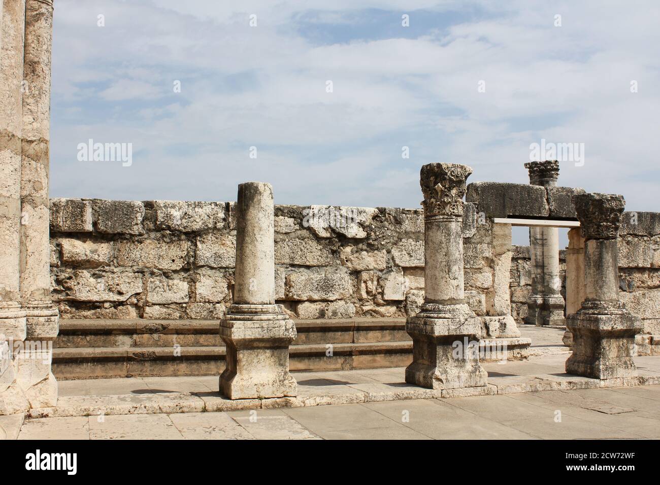 Main entrance and Columns of 4th Century Byzantine Synagogue built over ...