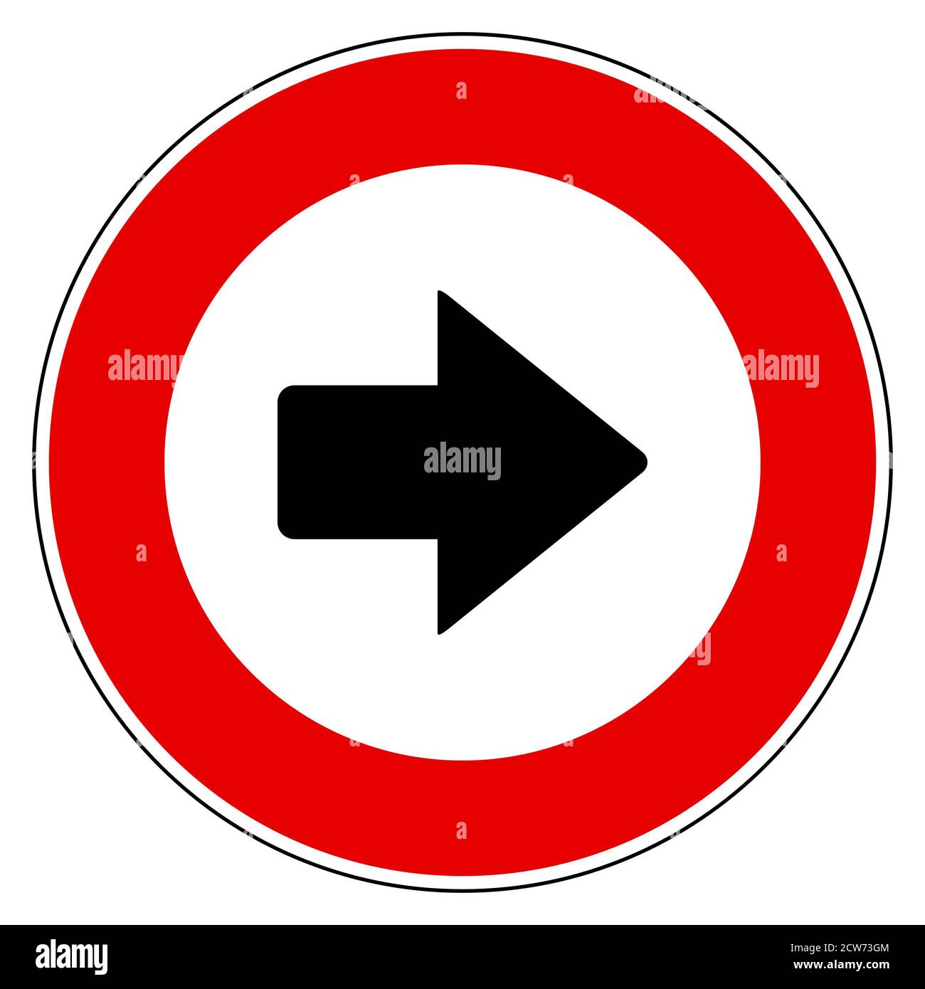 Right arrow and prohibition sign Stock Photo - Alamy