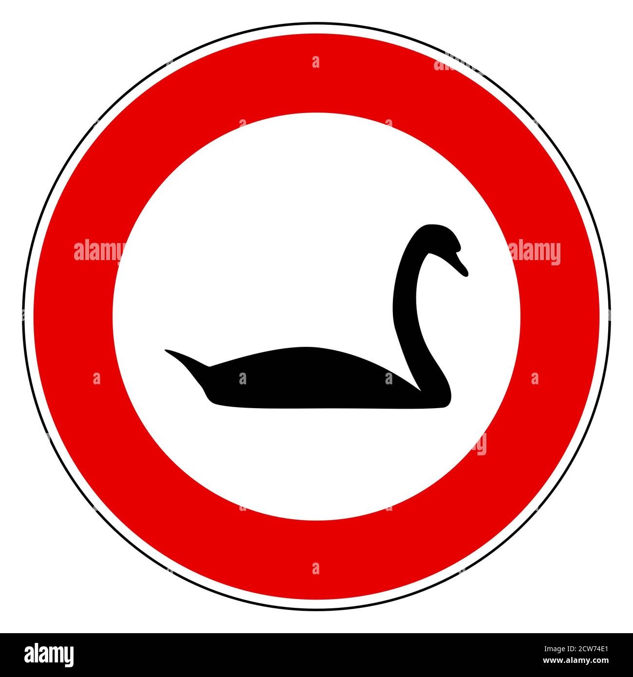 Swan and prohibition sign Stock Photo - Alamy