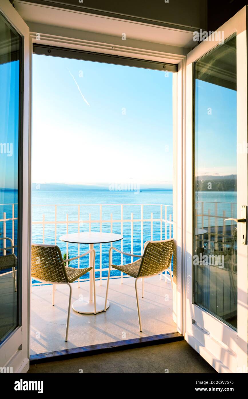 Shot of a balcony with beautiful sea view Stock Photo - Alamy