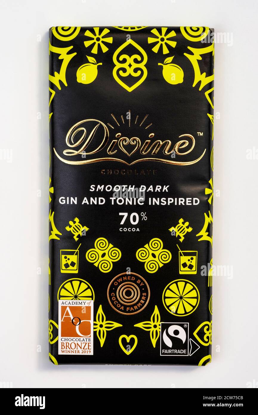 Divine dark gin and tonic chocolate bar Stock Photo - Alamy