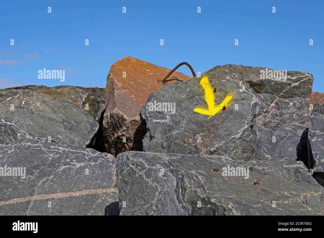 Rock armour coastal defences Sea Palling Norfolk UK Stock Photo - Alamy
