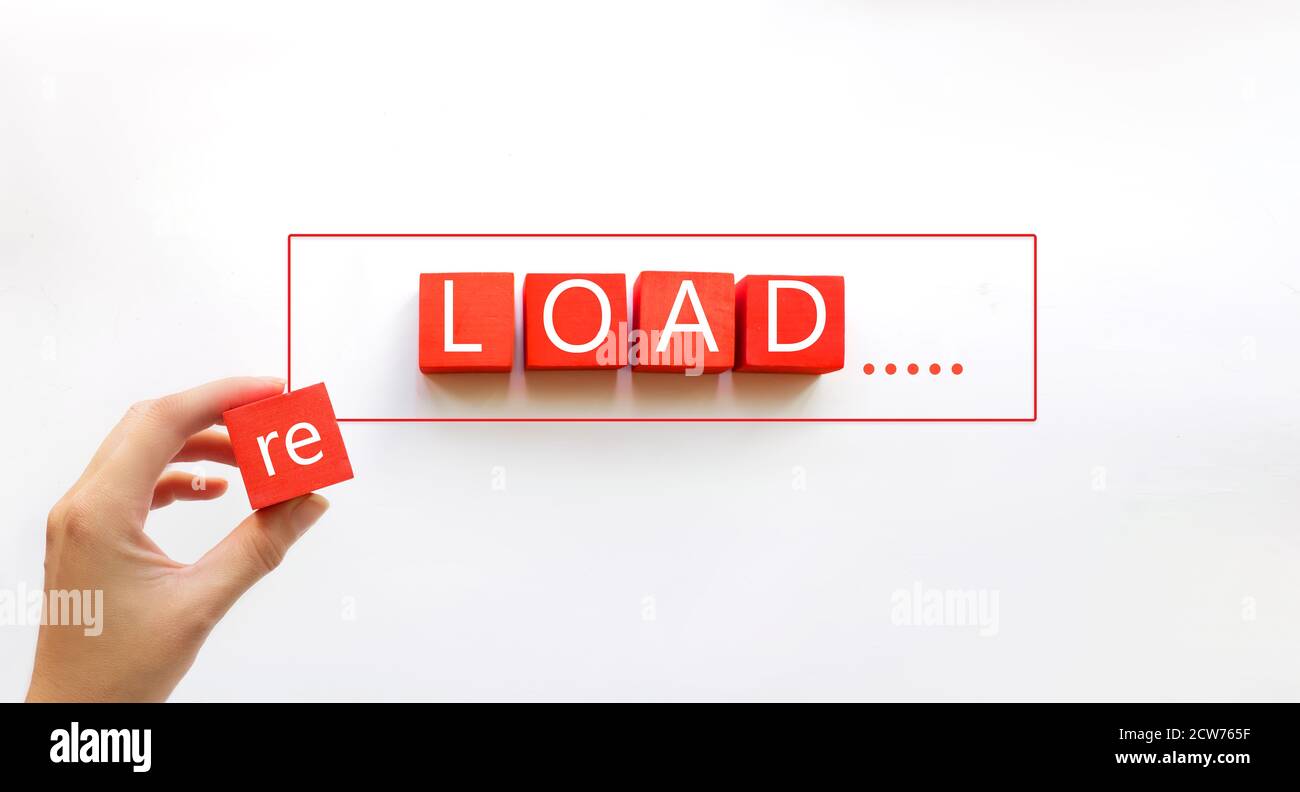 Hand put last cube to complete and finish line, with the text RELOAD ...