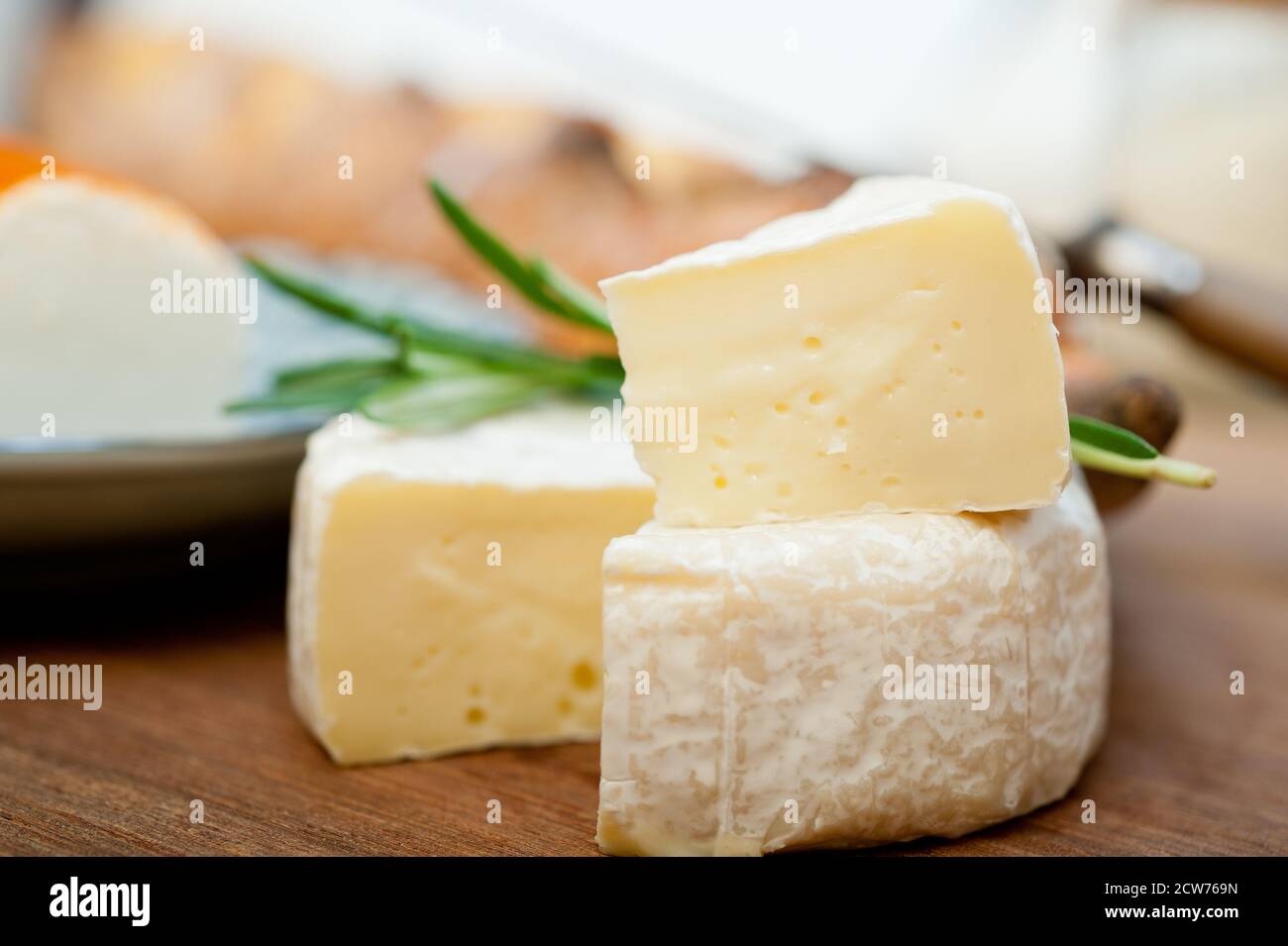 French cheese and baguette Stock Photo - Alamy