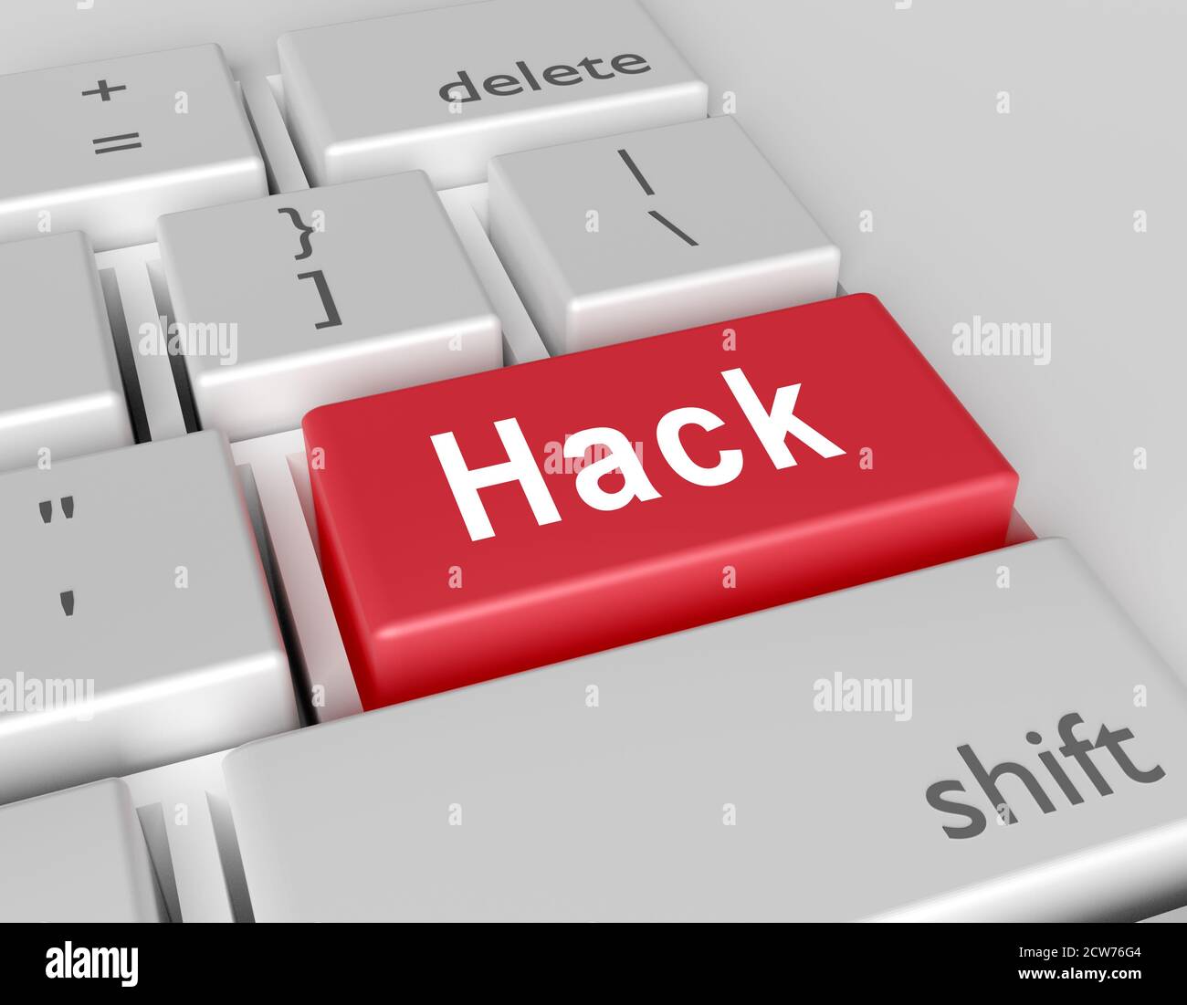 Word Hack written on a computer keyboard. Conceptual image on a computer key Enter. 3d rendering ...