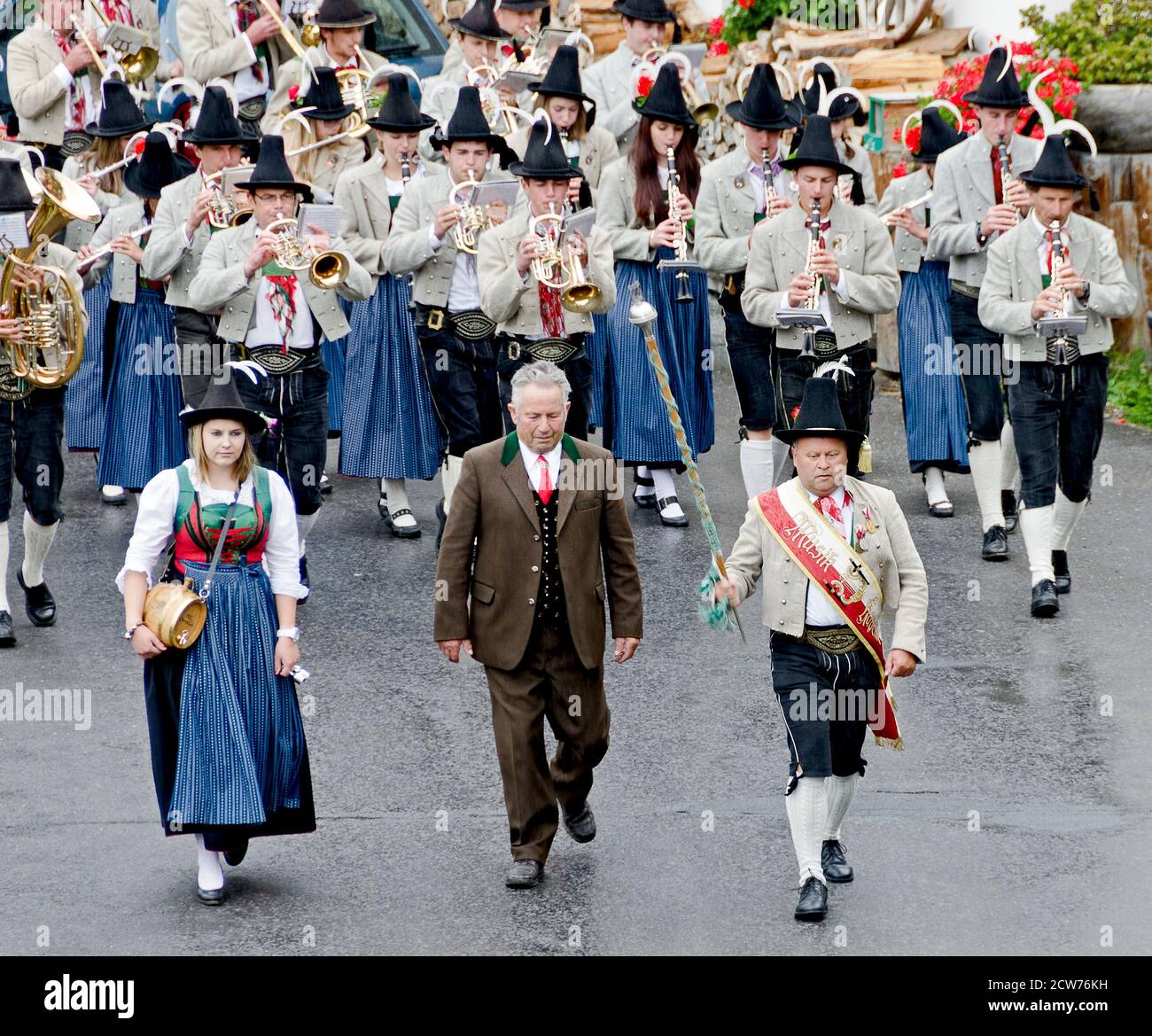 musicband Obertilliach from Tirol at the festival procession in ...