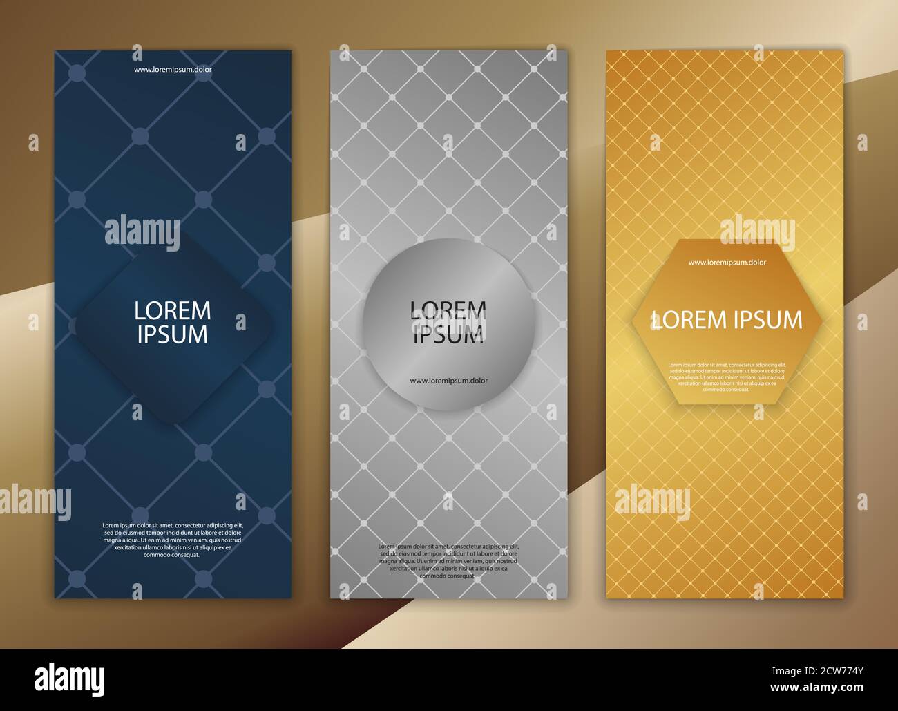 set of dark banners with geometric shapes. Color vector illustration ...