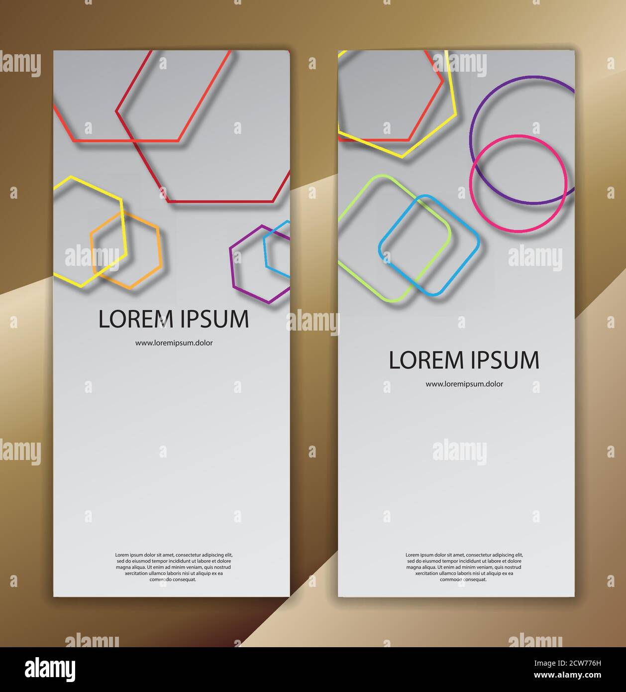 set of dark banners with geometric shapes. Color vector illustration ...