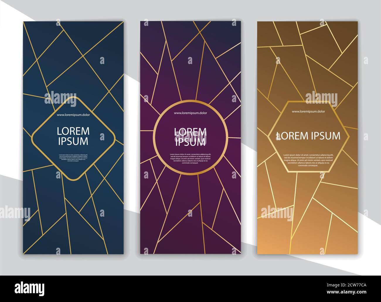 set of dark banners with geometric shapes. Color vector illustration ...