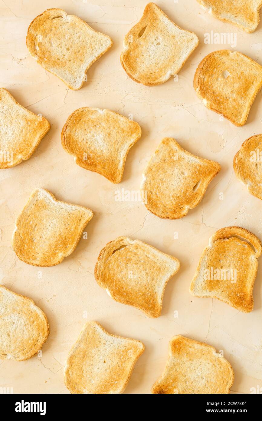 Pattern of toast bread slices. Layout of food, overhead view Stock ...