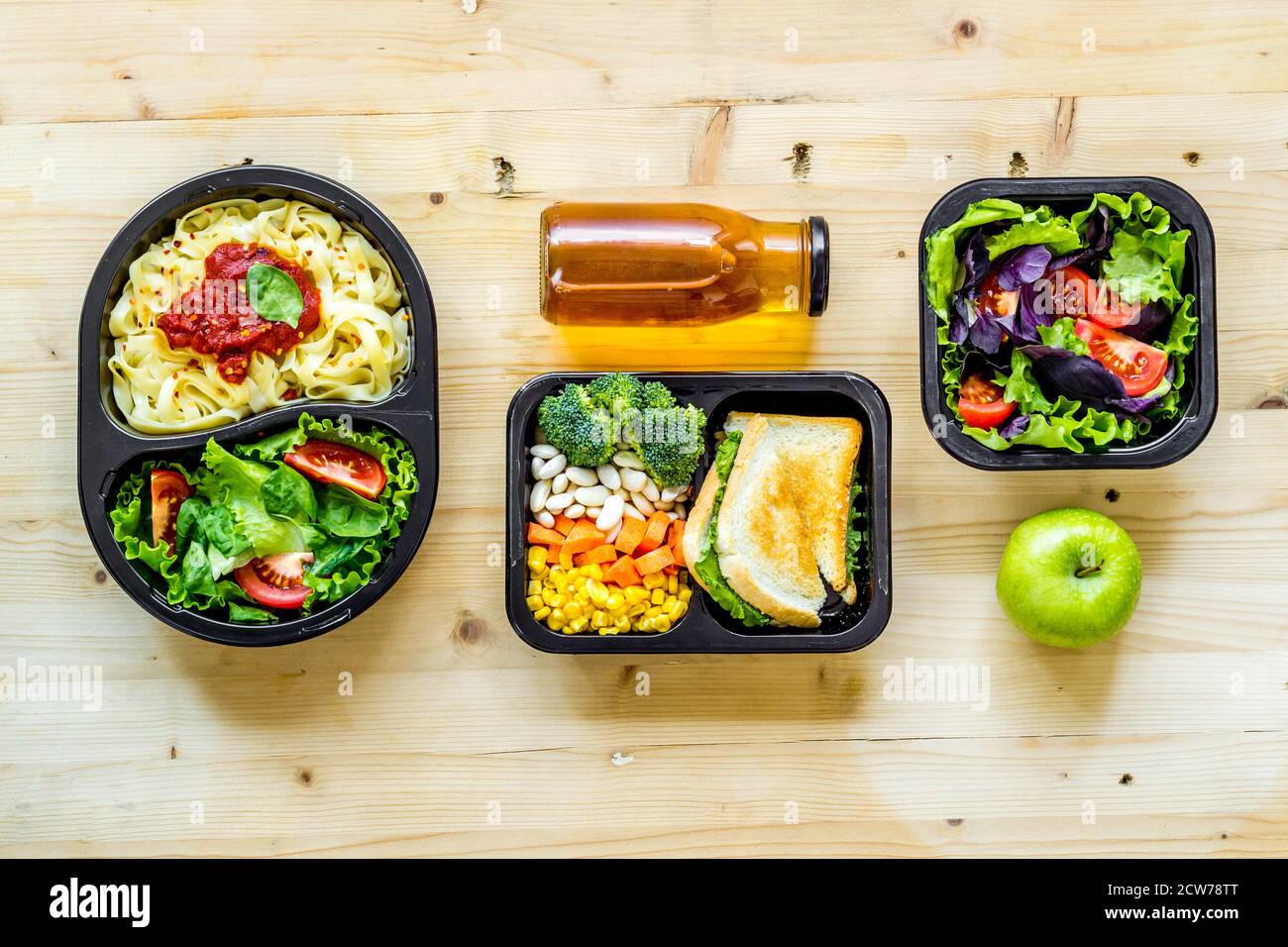 Take away meal, resraurant delivery menu. Overhead view Stock Photo - Alamy