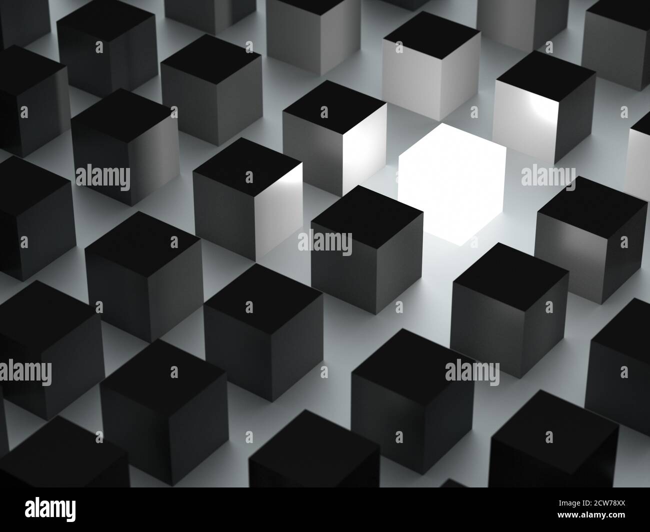 Individuality concept, one shining cube among grey cubes Stock Photo ...