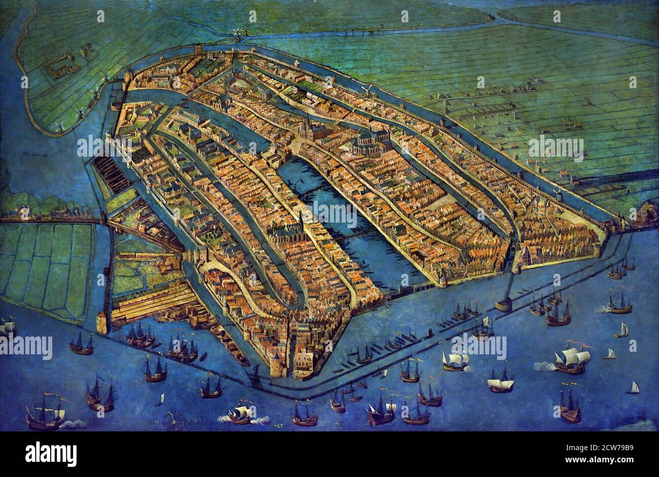 Bird's-eye view of Amsterdam 1538 is a painting by Cornelis Anthonisz ...