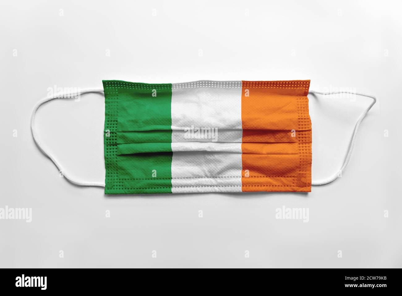 Face mask with Ireland flag printed, on white background, isolated ...