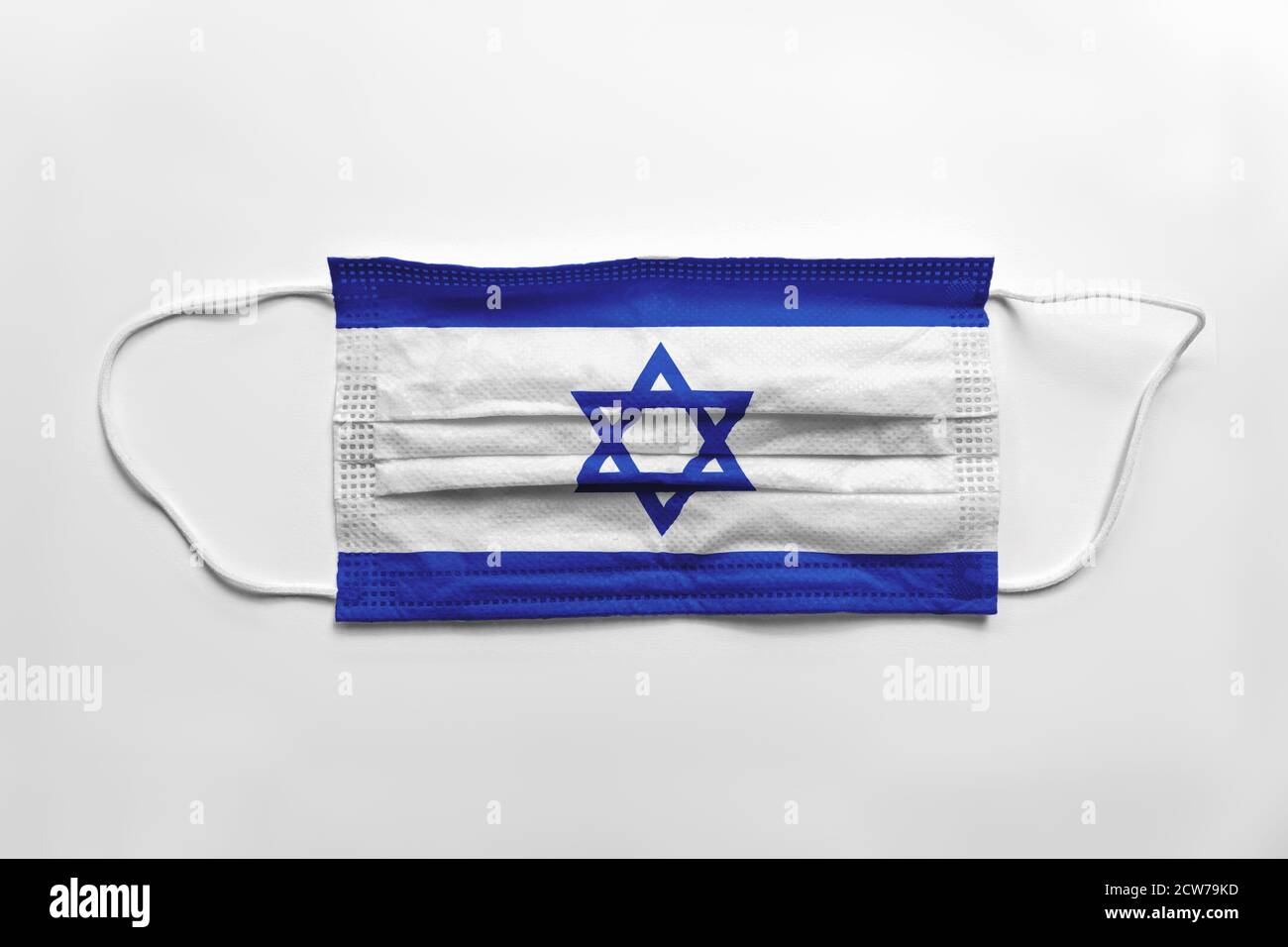 Face mask with Israel flag printed, on white background, isolated Stock ...