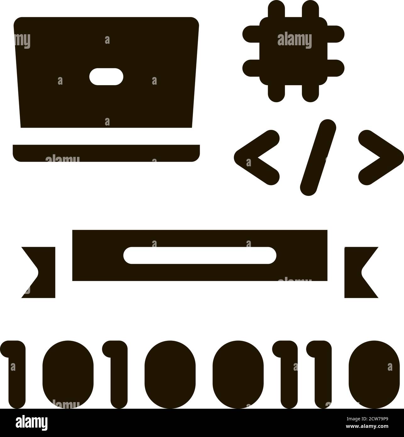 Computer Programming Graduation Icon Vector Glyph Illustration Stock ...