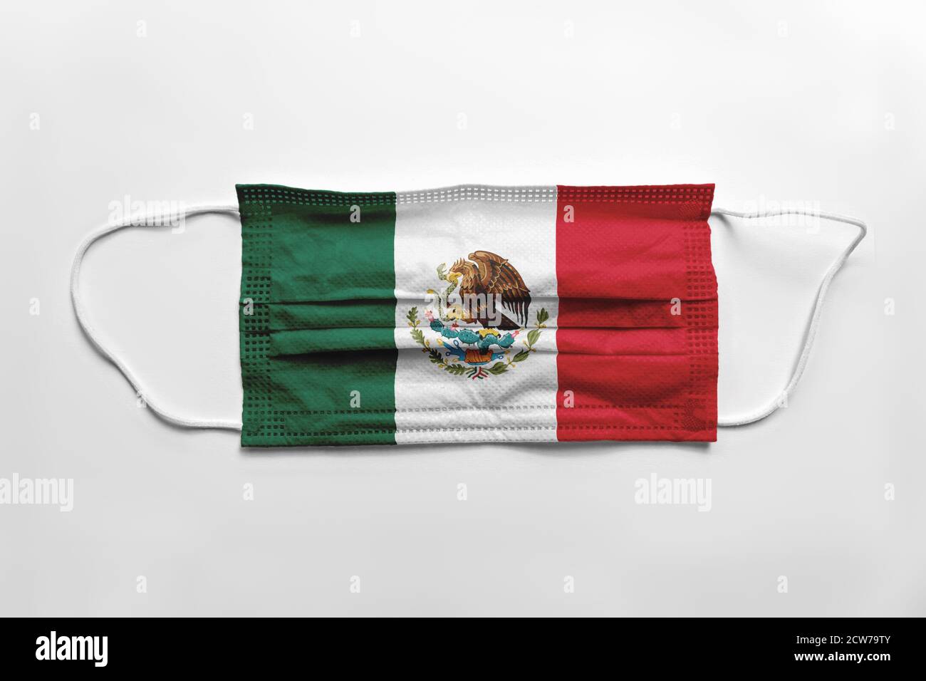 Face mask with Mexico flag printed, on white background, isolated Stock ...