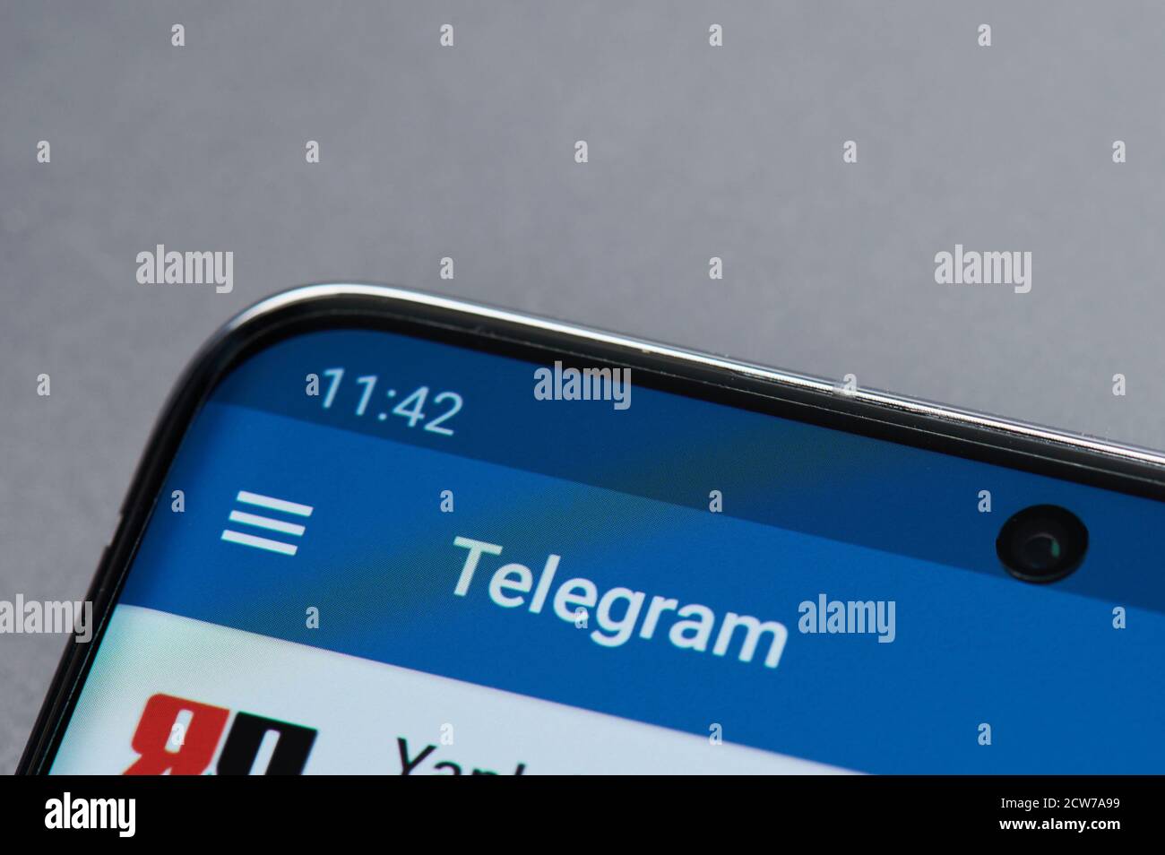 New york, USA - September 28, 2020: Menu in telegram smartphone app on ...