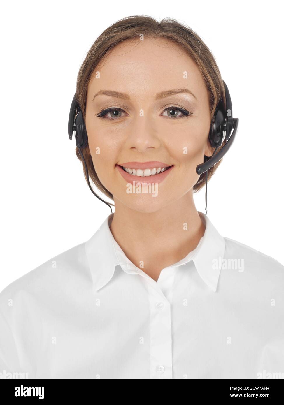 Smiley business woman on phone hi-res stock photography and images - Alamy
