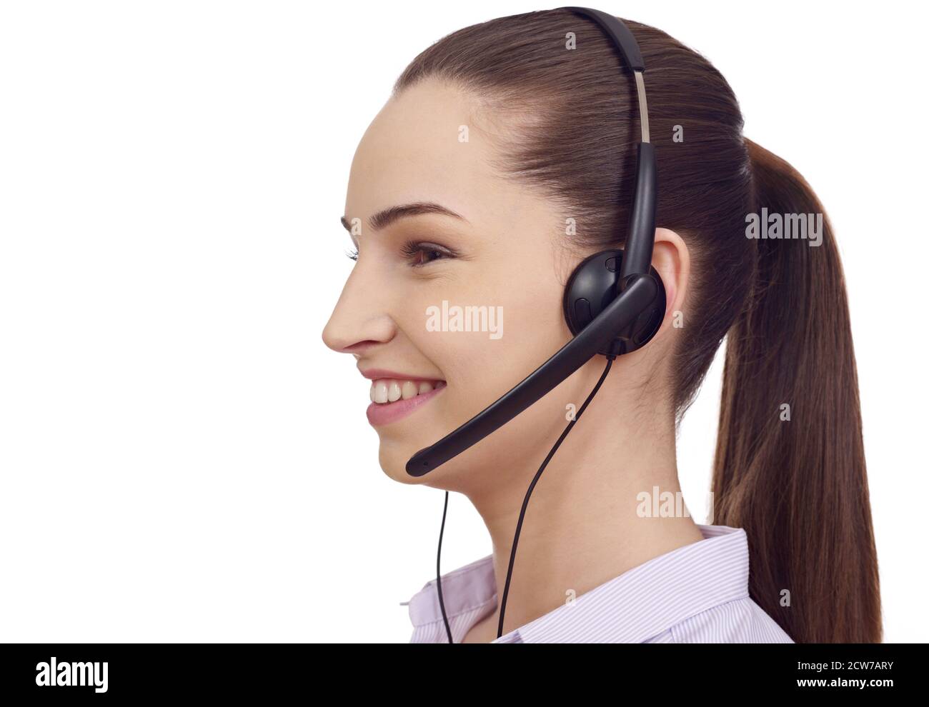 Young customer service representative isolated Stock Photo - Alamy