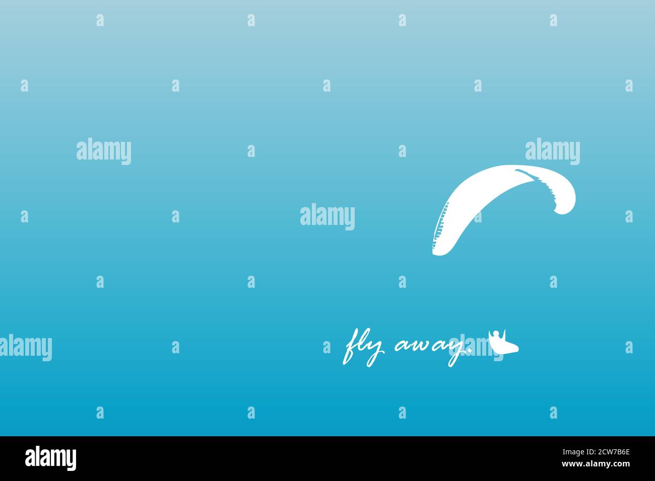 fly away freedom banner with paraglider in blue sky vector illustration ...